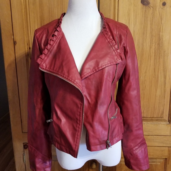 I.B. Diffusion | Jackets & Coats | Ib Diffusion Red Faux Leather Jacket ...